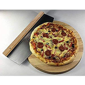 Premium Pizza Cutter Rocker With Wooden Handle & Safe Guard by Revolution Product Sharp Stainless Steel Blade Pizza Slicer Wheel Big Pizza Knife Cutters I Chop and Slices Dough Cake Oven Accessories I