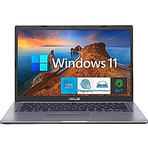 ASUS 14" VivoBook Laptop with Fingerprint Reader & Backlit Keyboard, FHD Display, Intel Core i3-1115G4, 8GB RAM, 256GB SSD, Webcam, HDMI, USB-C, Wi-Fi 5, Windows 11 Home, Grey
