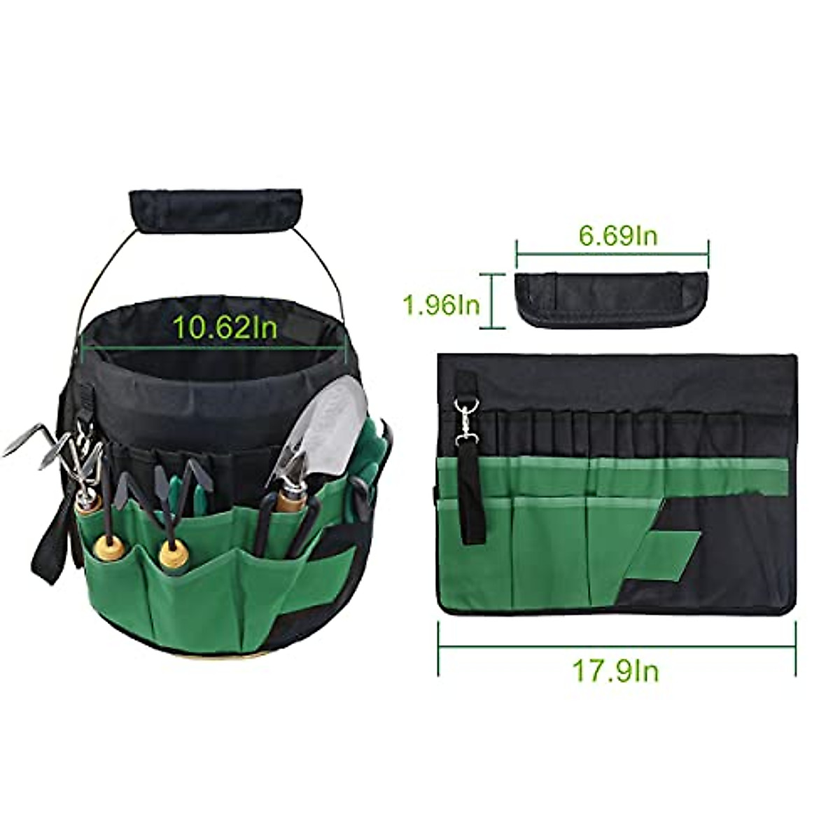 XHSP Gardening Tools Bucket Bag with 42 Pockets-Outdoor Multifunctional Better Sturdy Oxford/Canvas for Women Men