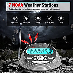 【2023 Newest 】 Emergency Weather Alert Radio-S.A.M.E. Localized Programming, 80+ Emergency Alerts, Large Display,Alarm Clock &NOAA Weather Radio with Battery Backup for Emergency