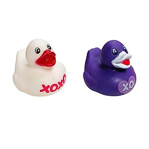 Cool Valentine's Day Holiday Rubber I Love You XO Be Mine Ducks (2") Standard Size. White, Red, Pink and Purple. (12 Pack) Cute Duck Bath Tub Pool Toys. (Valentine's Day Rubber Ducks)