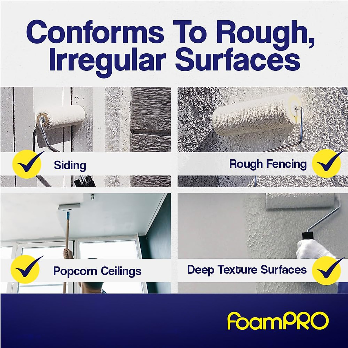 FOAM PRO 22 FoamPRO Roller Cover, 1/2 in Nap, 9 in L, Semi Rough and Uneven Surface