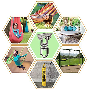 WAREMAID 2 Pack Heavy Duty 360° Swivel Swing Hanger, Stainless Steel Swing Hook for Ceiling Wooden Swing Set Bracket, Punching Bag Hanger for Playground Gym Rope Hammock Chair Swing, 1200 Lb Load