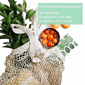 YOYI YOYI Reusable Produce Bags Cotton Mesh Grocery Bags,Washable Portable Vegetable Bag, 100% Cotton Mesh String Organizer Shopping Bag Handle Net Tote(3 Piece)