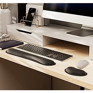 KTRIO Keyboard Wrist Rest, Memory Foam Wrist Pad for Keyboard, Smooth Fiber Wrist Support for Keyboard, Ergonomic Keyboard and Mouse Pad Sets for Easy Typing & Pain Relief for Laptop, Office & Home