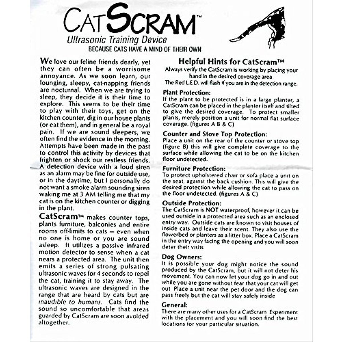 Catscram Electronic Cat Repellent With AC Adapter