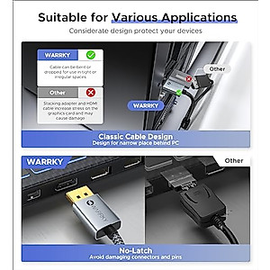 Warrky DisplayPort to HDMI Adapter 2-Pack (4K, UHD), [24K Gold-Plated, Slim Aluminum Shell] Display Port to HDMI/DP to HDMI Adapter for Lenovo, DELL, HP, ThinkPad, GPU, AMD, NVIDIA&More