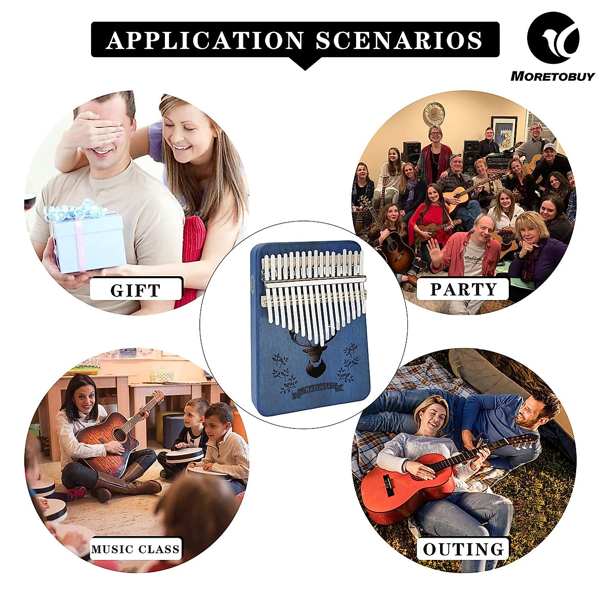 CloudyPeak Kalimba 17 Key Portable Mbira Finger Piano, Kalimba with Protective Box,Tune Hammer and Study Instruction, Thumb Piano for Kids Adult Beginners Professional