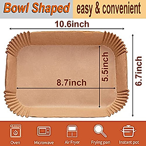 BTONAS 8.7x5.5 Inches Rectangle Air Fryer Liners Disposable Parchment Paper Sheets for Rectangle AirFryer Baskets Non-Stick 100Pcs