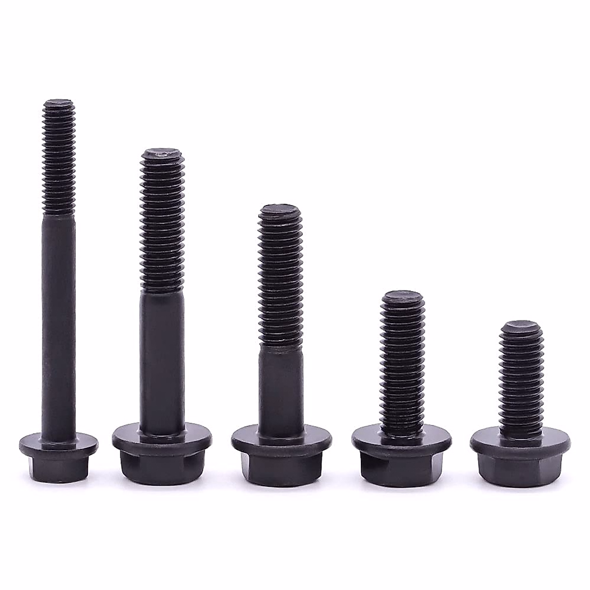 M10-1.5 x 20mm Flanged Hex Bolts Screws, 10.9 Grade Alloy Steel Hexagon Flange Bolts for Machinery Automotive, Black Oxide Finish, Full Thread, 10 PCS