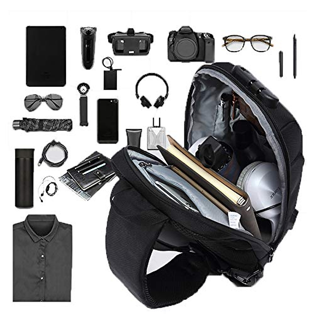 Wisfruit Anti Theft Sling Bag with USB Charging Port Casual Lightweight Chest Crossbody Daypack Waterproof (dark gray)