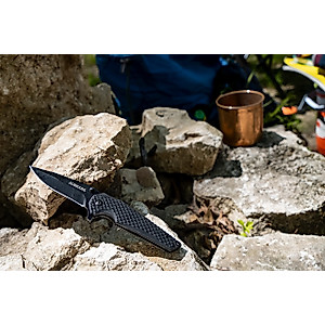 Schrade 1136038 7.4in Stainless Steel Folding Knife with 3.5in Clip Point Blade and G-10 Handle for Outdoor Survival, Camping and EDC, Black