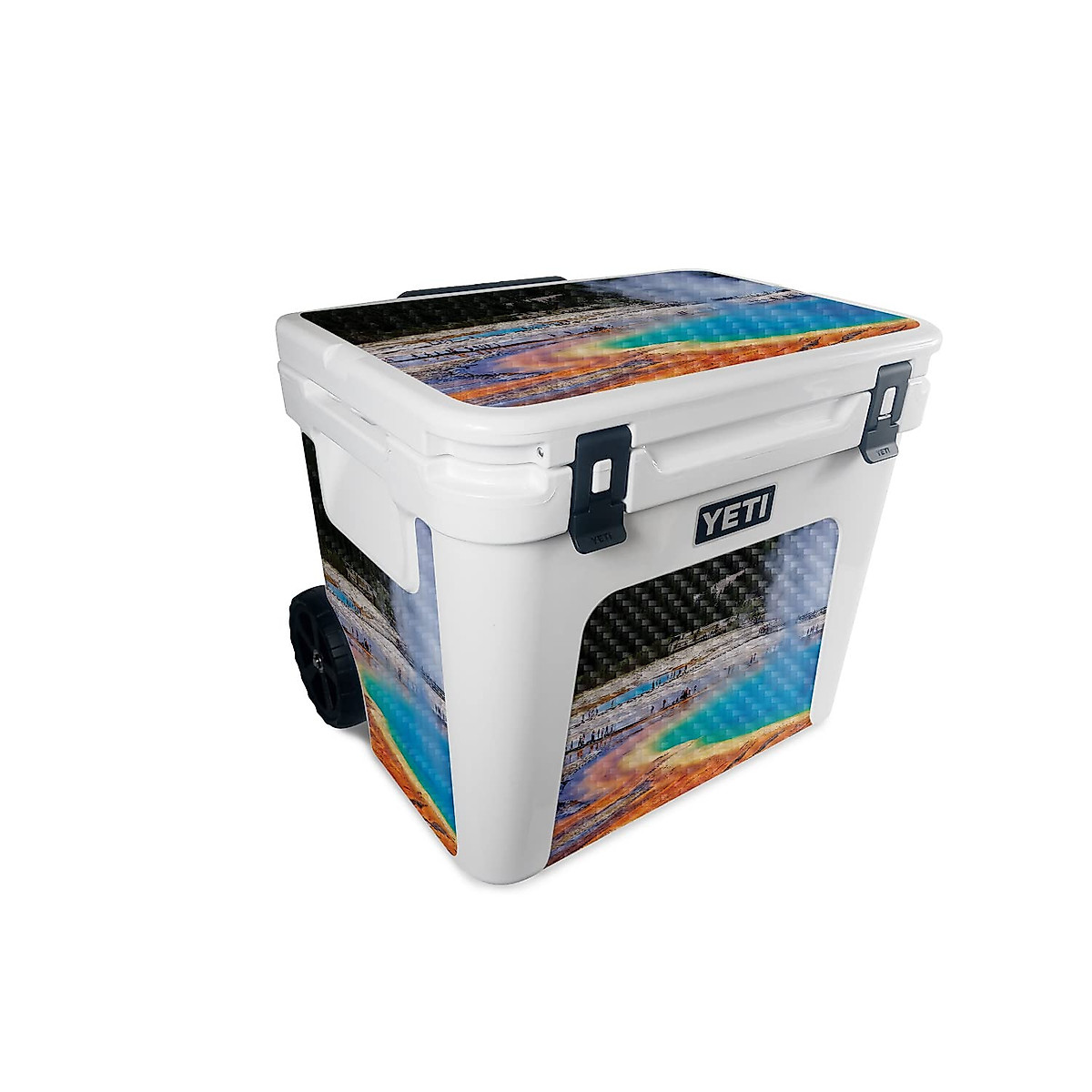 MightySkins Carbon Fiber Skin Compatible with Yeti Roadie 60 Wheeled Cooler - Prismatic Spring | Protective, Durable Textured Carbon Fiber Finish | Easy to Apply and Change Styles | Made in The USA