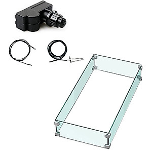 Uniflasy Fire Pit Igniter Push Button Ignition Kit with 2 Outlet and Fire Pit Glass Wind Guard 31"x 12"x 6" Flame/Wind Guard Fence Tempered Glass for Fire Pit Table, 5/16" Thick
