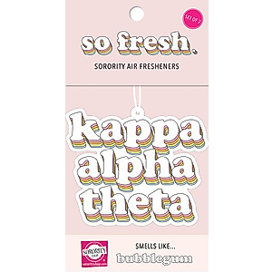 Sorority Shop Kappa Alpha Theta Retro Air Freshener - KAT Bubblegum Scented Air Freshener – Sorority Retro Design Air Freshener for Car or Dorm– Sorority Gift, Charm Paraphernalia