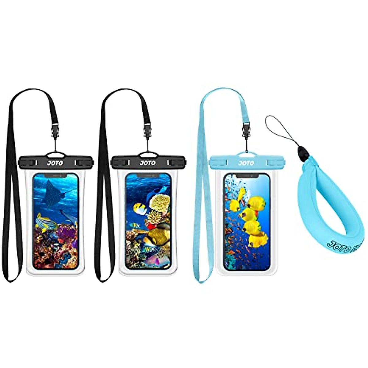 JOTO Waterproof Phone Pouch up to 7.0" Bundle with 1 Universal Waterproof Pouch + 1 Floating Wrist Strap