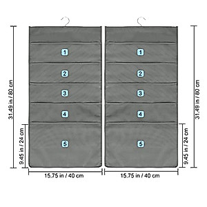 Lirex Hanging Organizers 2 Pack Bundle, 8-Pocket Handbag Hanging Organizer and 10-Pocket Underwear Hanging Organizer Bra Storage, Oxford Cloth Organizer for Family Closet Bedroom, Universal Fit