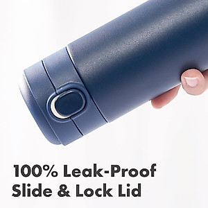 WOKY TICERA 20oz Titanium Ceramic Ultralight Push Button Commuter Bottles - Stainless Steel Vacuum Insulated Tumbler - Everyday Use (Blue)