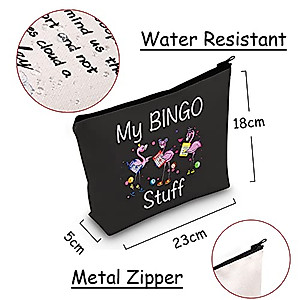 JXGZSO Funny Bingo Lover Gift Gambler Gift My Bingo Stuff Lucky Bingo Cosmetic Makeup Bag Bingo Player Gift (Bingo Black)