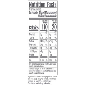 Jolly Time Healthy Pop Microwave Popcorn, Low Fat Gluten Free Non-GMO (Healthy Pop 100's - Butter & Sea Salt, 1.2 Ounce (Pack of 30))