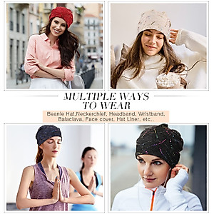 SATINIOR 5 Pieces Women's Slouchy Beanie Chemo Hat Stretch Cancer Head Wraps Sleep Head Scarf for Cancer Patient Multicoloured