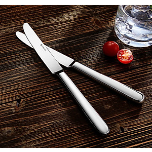 KEAWELL Premium 9.3" Louise Dinner Knives, Set of 4, Brightly-Mirror polished, Stainless Steel, Dishwasher Safe (Smooth)