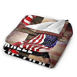 Gaotaju Flannel Fleece Blanket 80"X60" ，Stand for The Flag Kneel for The Cross Bed Throw Blanket Quality Ultra-Soft Travel Winter Blankets for Adult Keep Warm