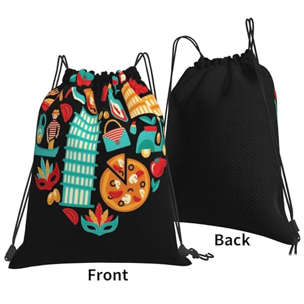 Delhiponics Heart Element Illustration Drawstring Backpack Waterproof Gym Sports Trave String Bag Adjustable Lightweight Drawstring Bag Sports Dance Sackpack