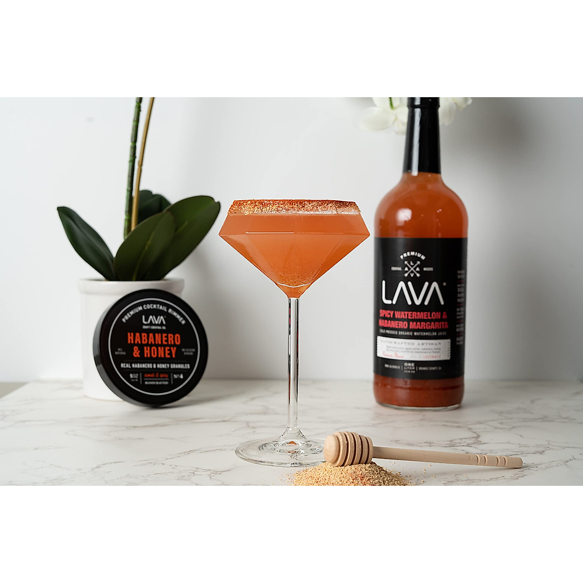 LAVA Premium Habanero & Honey Cocktail Rimmer, All Natural Rimmer Seasoning, Sweet & Spicy, No Silicon Dioxide, with Easy Screw-On Lid - 5oz