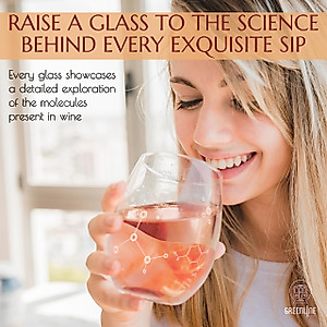 Greenline Goods Stemless Wine Glasses - 15 oz Set – Science of Wine Tumblers (Set of 2) Etched with Wine Chemistry Molecules