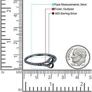 Blue Apple Co. Black Tone, Sterling Silver Size-7 Scissors Band Oxidized Ring Solid Round 925 Sterling Silver