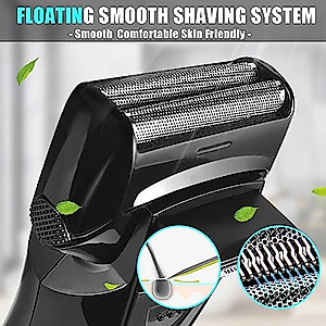 Electric Razor for Men, Waterproof Foil Shaver, Wet Dry Shave, with Beard Trimmer and Body Groomer, Rechargeable, Razors for Men with Pop-up Beard Trimmer Electric Foil Shaver with Beard Trimmer