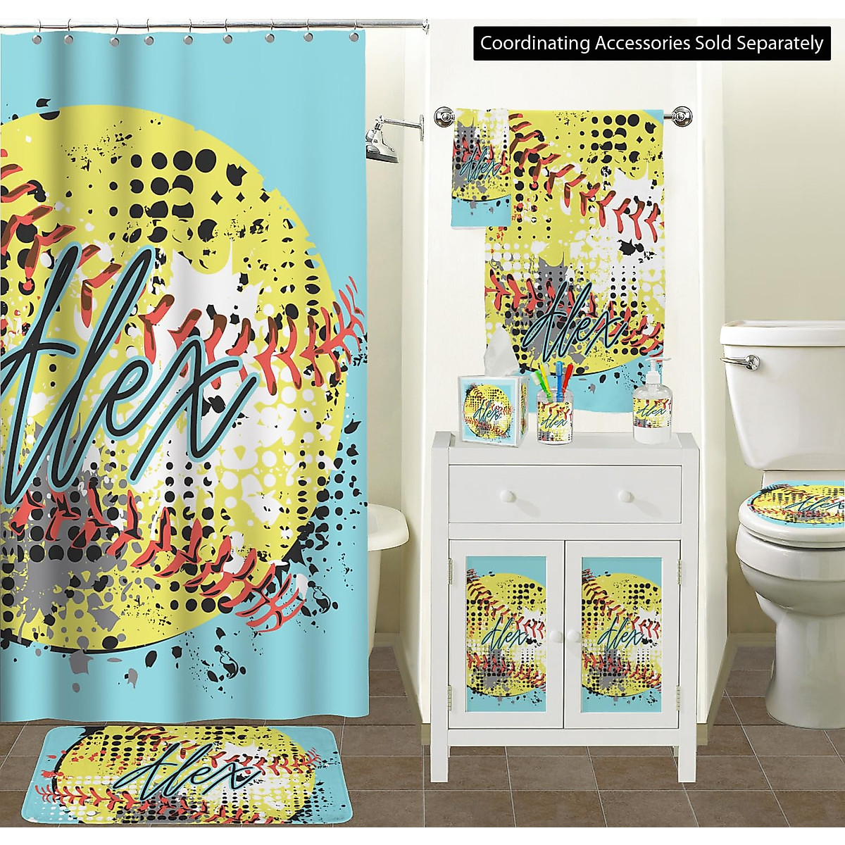 YouCustomizeIt Personalized Softball Waste Basket - Single Sided (White)