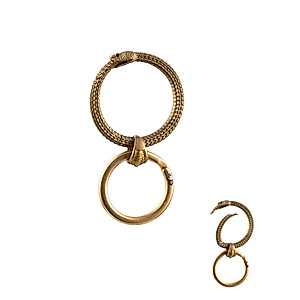 COPPERTIST.WU Ouroboros Snap Brass Keychain Keyring Spring Clip Ring with Key Ring