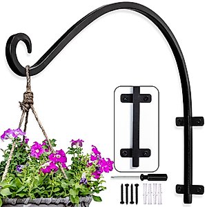 AJART Plant Hanger Bracket Outdoor: 16-Inch Metal Bird Feeder Wall Hook - Heavy Duty Plant Hanger Hooks for Hanging Flower Baskets