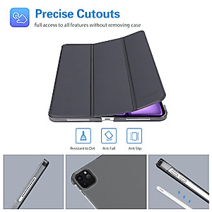 ProCase Smart Case for iPad Pro 12.9 2022/2021/2020/2018, Slim Stand Hard Back Shell Smart Cover for iPad Pro 12.9" 6th Gen/5th Gen/4th Gen/3rd Gen -Grey