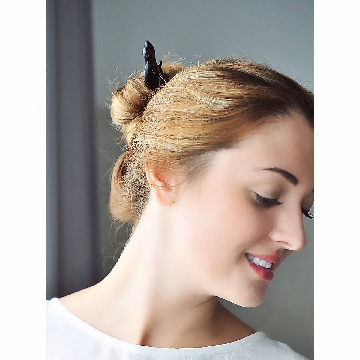 Marycrafts Black Buffalo Horn Hair Stick, Hair Accessories, Hair sticks for women Handmade 7.2"