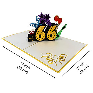 ALPHAK Happy 66th Birthday 3D Pop Up Card, Birthday 3D Greeting Card, 66th Birthday Gifts