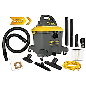 Koblenz Wet/Dry Vac, 16 Gallon 6.5HP Contractor Series 35 Ft Cord, Gray+Yellow (WD-16 C4)