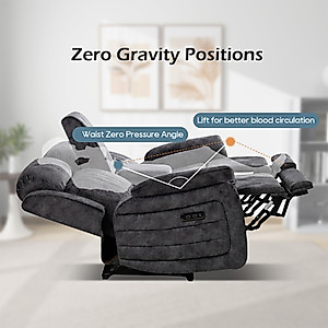 Consofa Zero Gravity Reclining Loveseat with Adjustable Headrest, Power Reclining Loveseat with Console, RV Wall Hugger Loveseat Recliner with USB & Type-C Ports for Living Room (Grey)