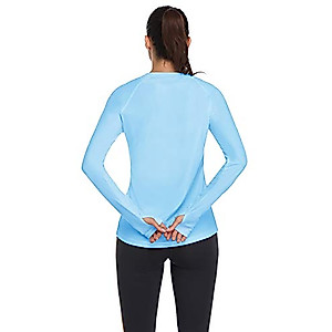 HISKYWIN Women's UPF 50+ Sun Protection Long Sleeve Shirts Outdoor Hiking Fishing Tops HF103- Blue-M