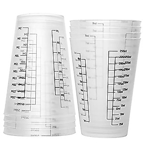 EBIVEN 4 pcs 8oz Reusable Plastic Measuring Cups Liquid Paint Mixing Measure Cups for Kitchen Cooking