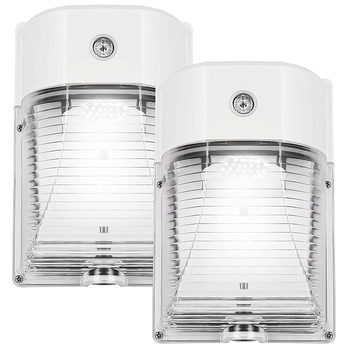 CINOTON 26W LED Wall Pack Light with Dusk to Dawn Sensor, 3000LM[100-277Vac/160W HID/HPS Equiv.] IP65 Waterproof Outdoor Security Flood Lighting for Garage Warehouse Garden 5000K-Daylight 2 Pack-White