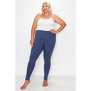 YOGALANDUSA Women's Yoga Workout Leggings – Plus Size High Waisted 4 Way Stretch with Zipper Pocket Casual Active Pants CYP1031PX V.Denim 3X