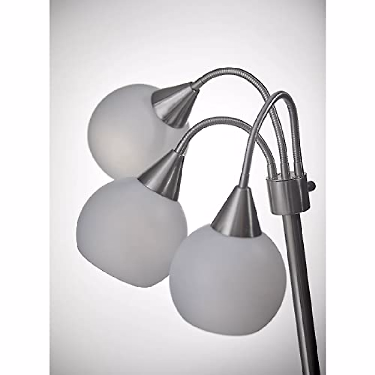 Adesso 1534-22 Phillip 3-Arm Floor Lamp, 65.5 in., 3 x 40 W Incandescent/13 W CFL, Brushed Steel/White, 1 Steel Lamp