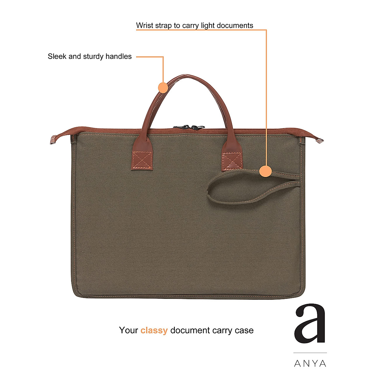 ANYA Art portfolio bag, artist carrying case, storage bag for artwork, posters with zipper and handles, light weight art bag for professionals, students KONST