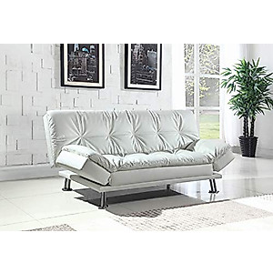 Coaster Home Furnishings Dilleston Sleeper Sofa Bed with Casual Seam Stitching White, 73" w x 37" d x 35.5" h (300291)