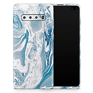 DesignSkinz Mixtured Blue 57 Textured Marble Protective Vinyl Decal Wrap Skin Cover Compatible with The Samsung Galaxy S20 (Screen Trim & Back Glass Skin)