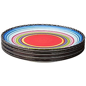 Certified International Tequila Sunrise Dinner Plate, 11-Inch, Assorted Designs, Set of 4, black