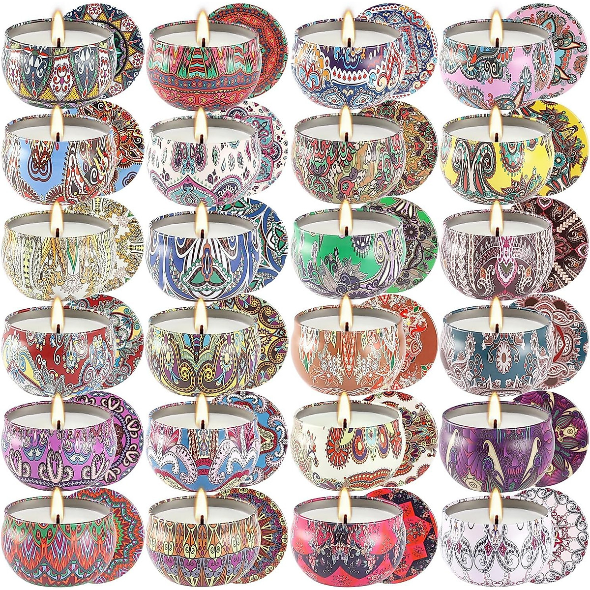 WPONSZU Scented Candles Gifts Set 24 Pack Soy Wax Travel Tin Jar Candles for Home 2.5 OZ jar Candles for Mom for Christmas, Birthday, Thanksgiving, Mother's Day